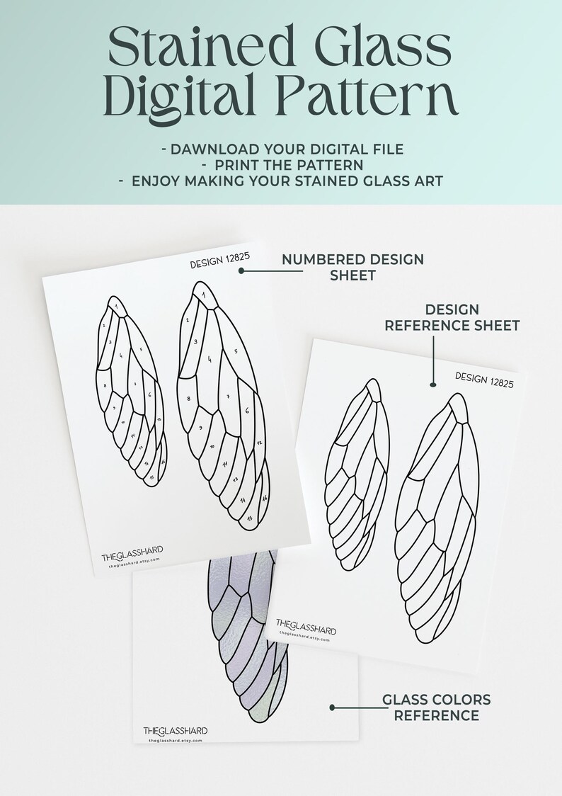 Insect Wing Stained Glass Digital Pattern Download DIY Stained Glass ...