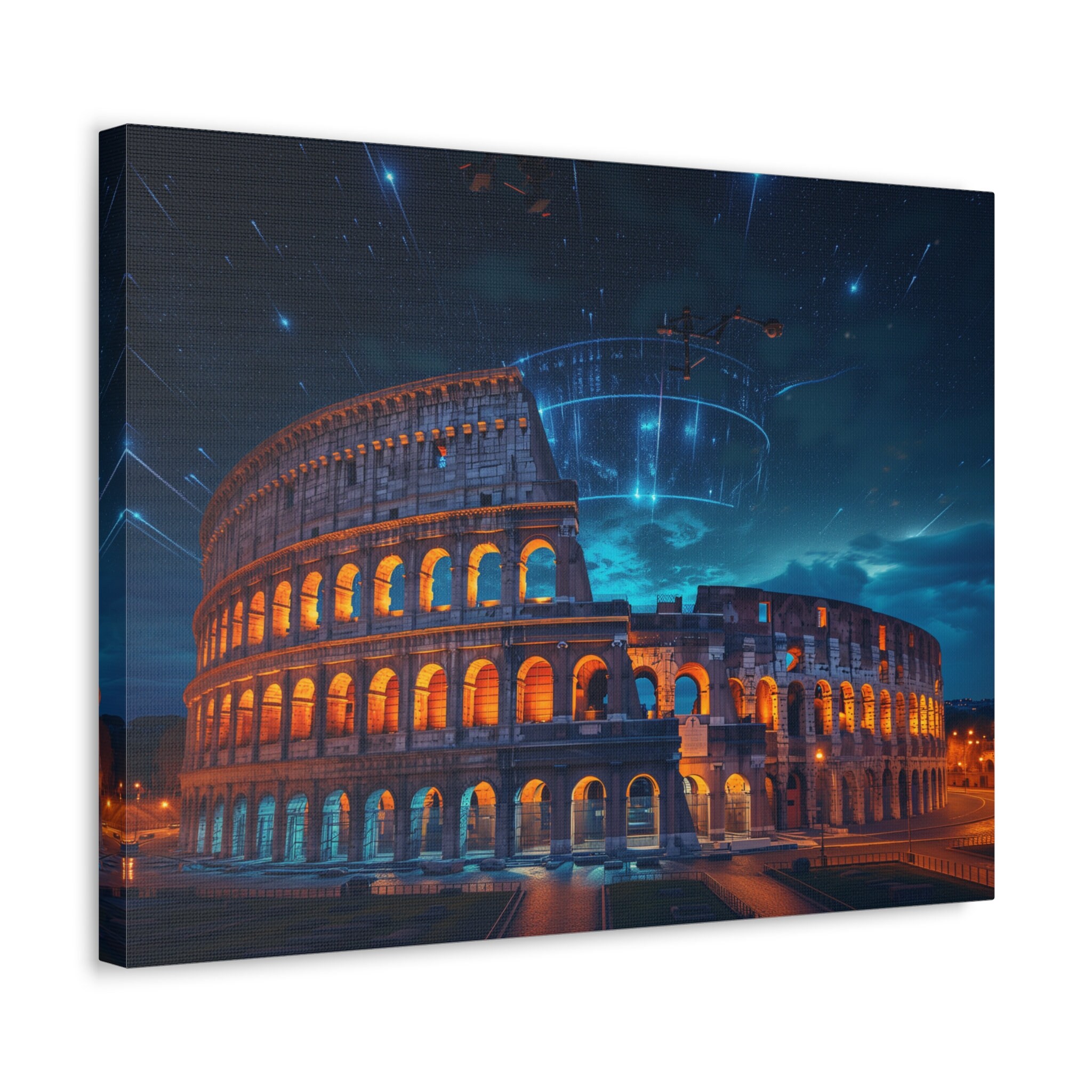 Colosseum Neon Dystopia Ancient Rome in Cyberpunk Light Canvas Print ...