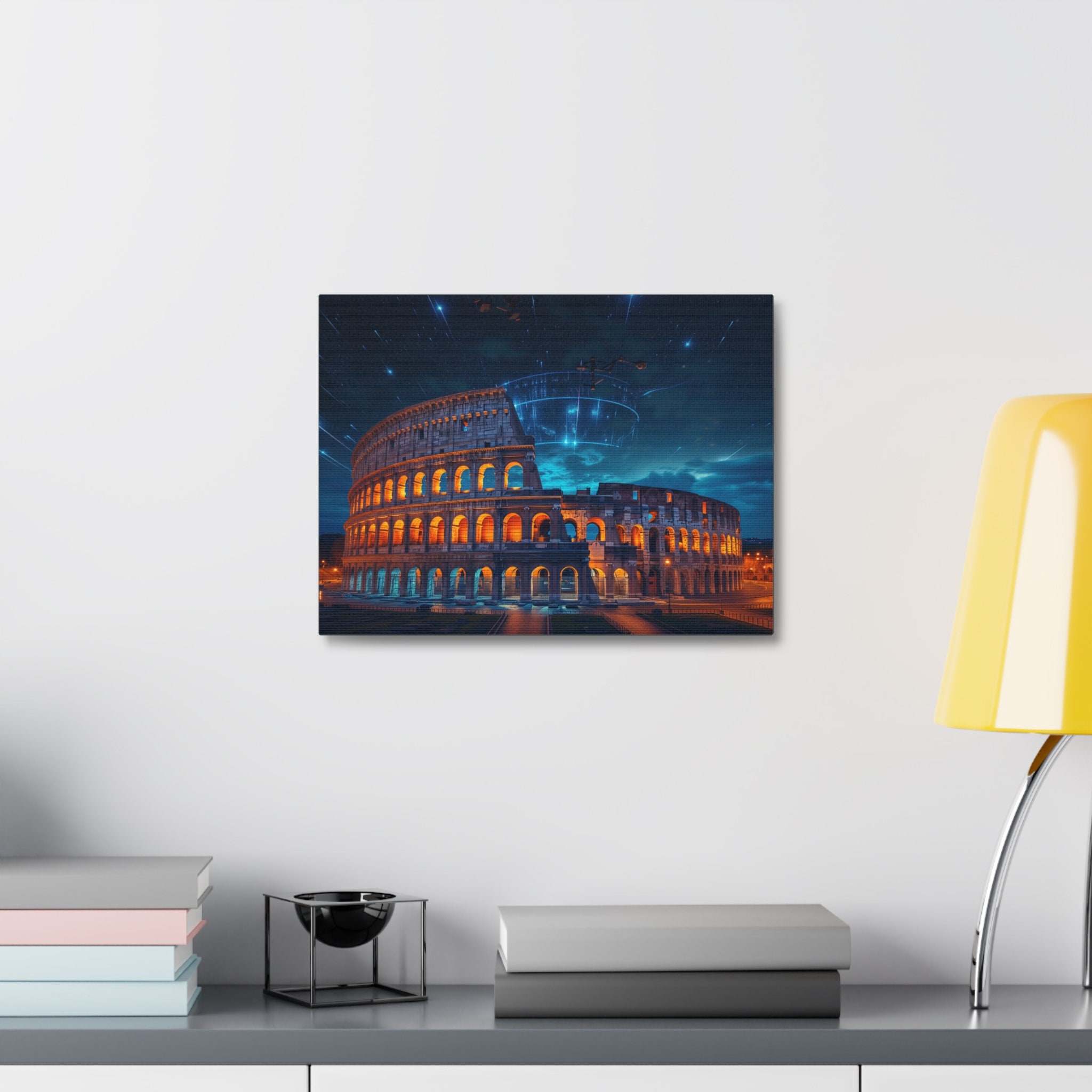 Colosseum Neon Dystopia Ancient Rome in Cyberpunk Light Canvas Print ...
