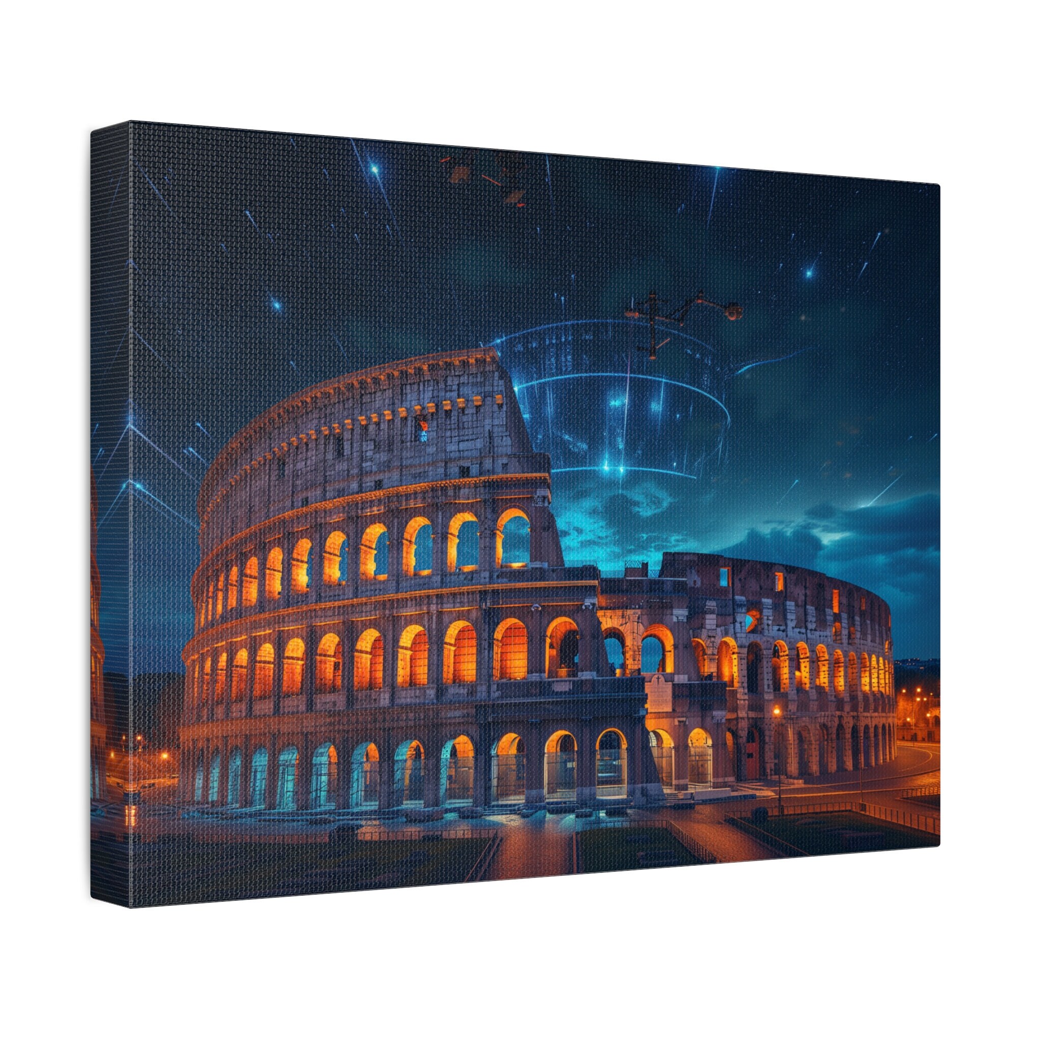 Colosseum Neon Dystopia Ancient Rome in Cyberpunk Light Canvas Print ...
