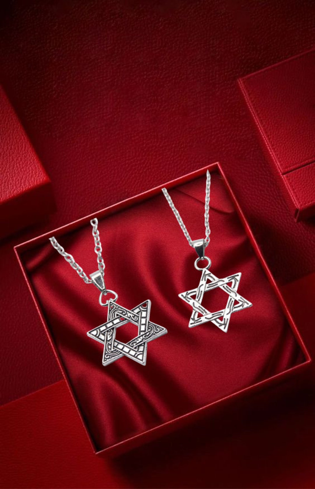 Star of David Interlacing Triangles Engraved Pendant Stainless - Etsy