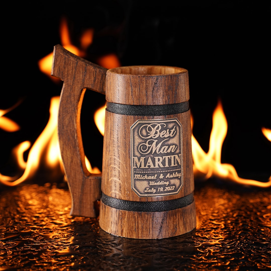 Best Man Gift Ideas, Best Man Wooden Beer Mug, Asking Best Man Favor ...