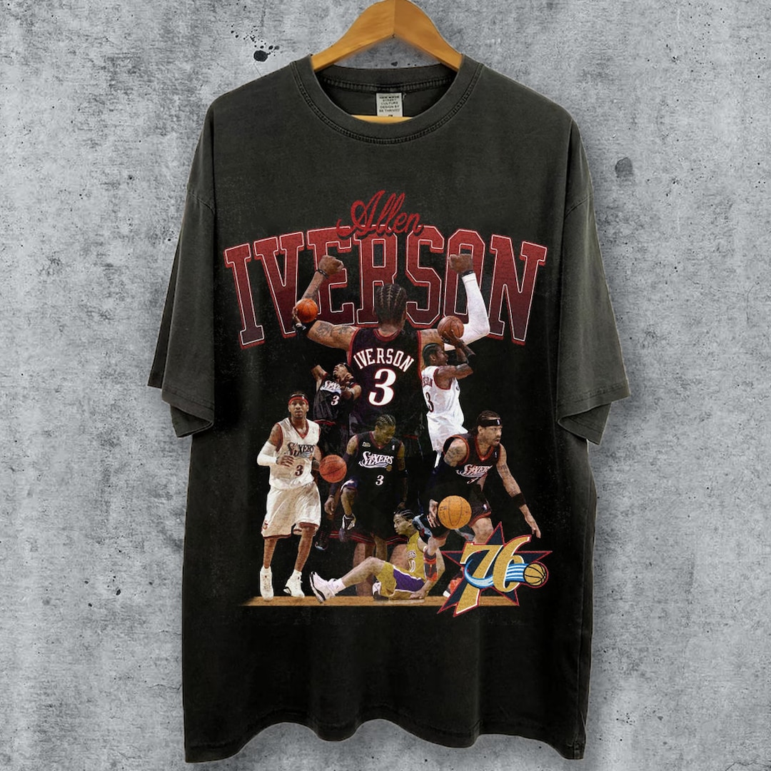 Vintage 90s Basketball Bootleg Style T-shirt, Allen Iverson Graphic Tee ...