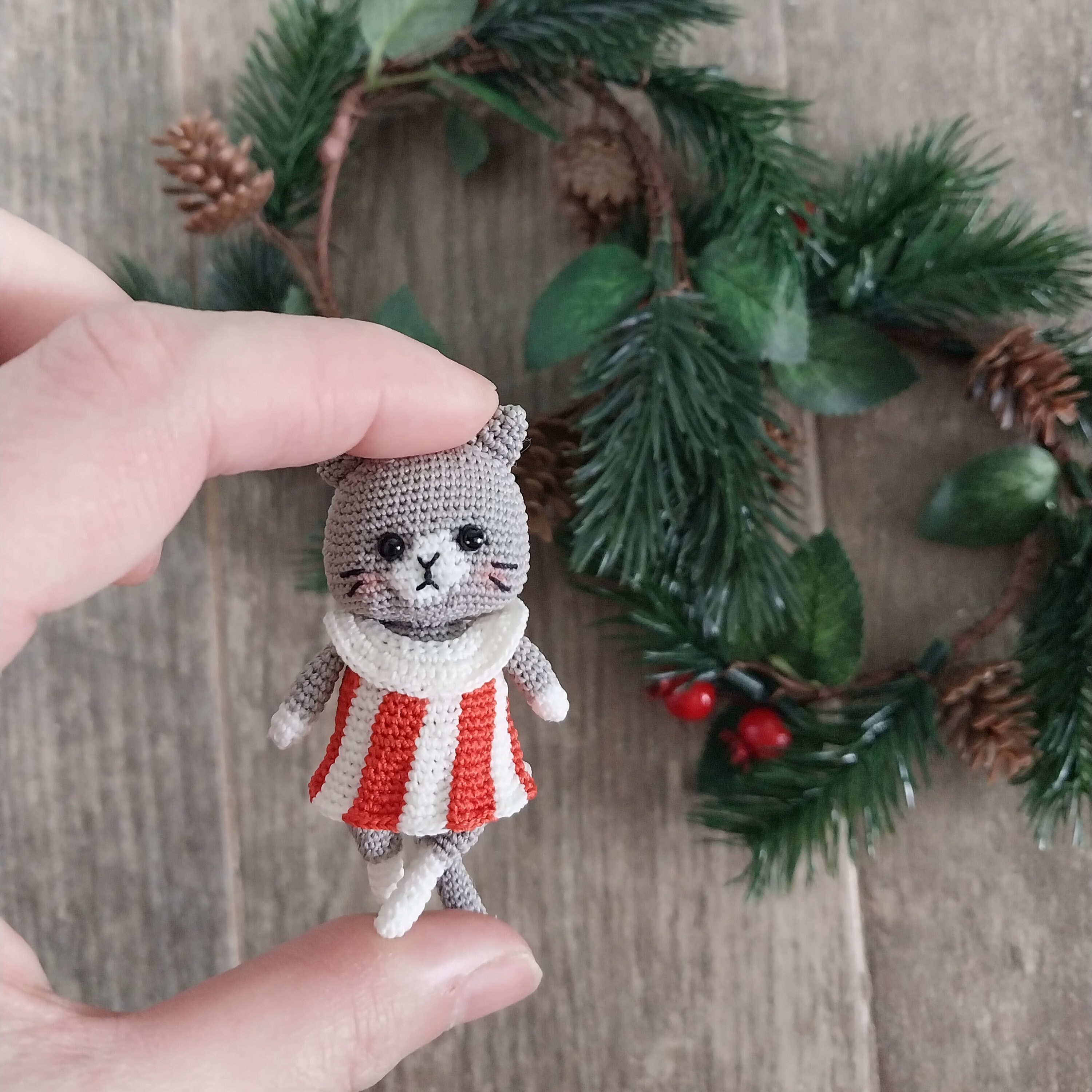 Adorable Amigurumi Crochet Miniature Cat in Dress Handmade Pet Lover ...