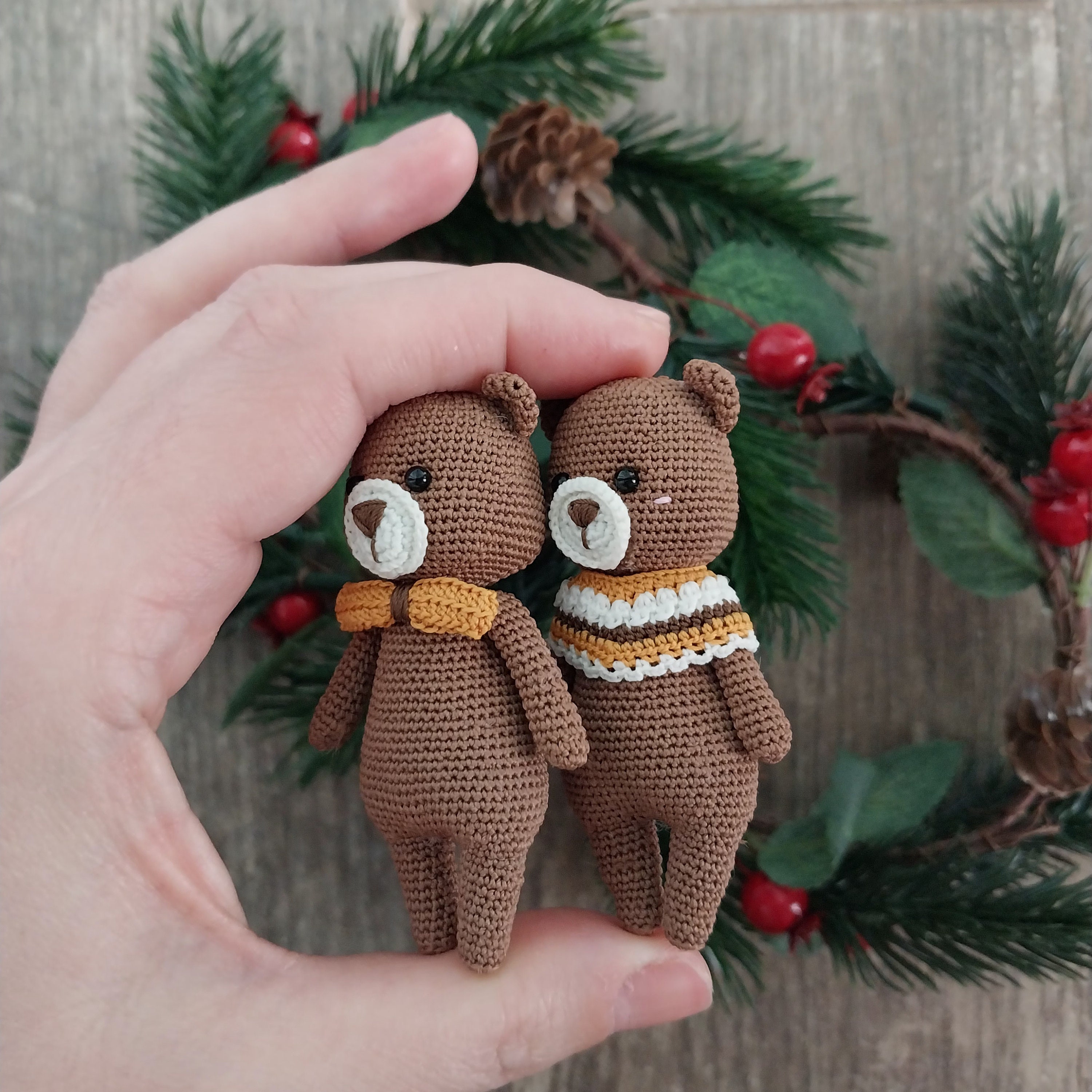 Miniature Amigurumi Crochet Bear Family Set - Handmade Tiny Bears for ...