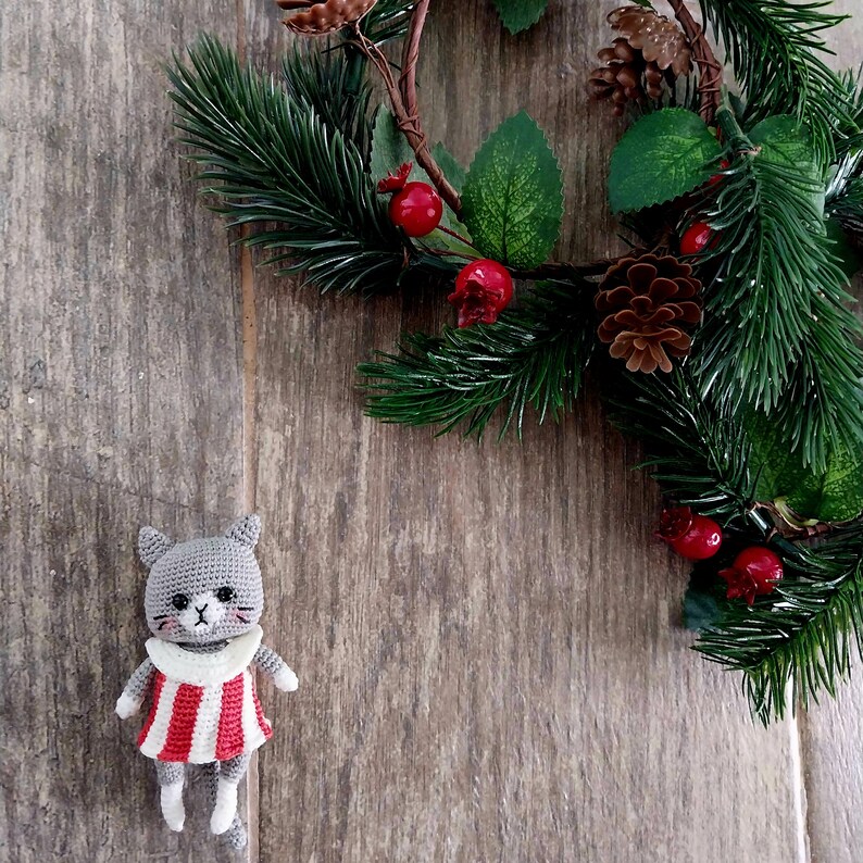 Adorable Amigurumi Crochet Miniature Cat in Dress Handmade Pet Lover ...