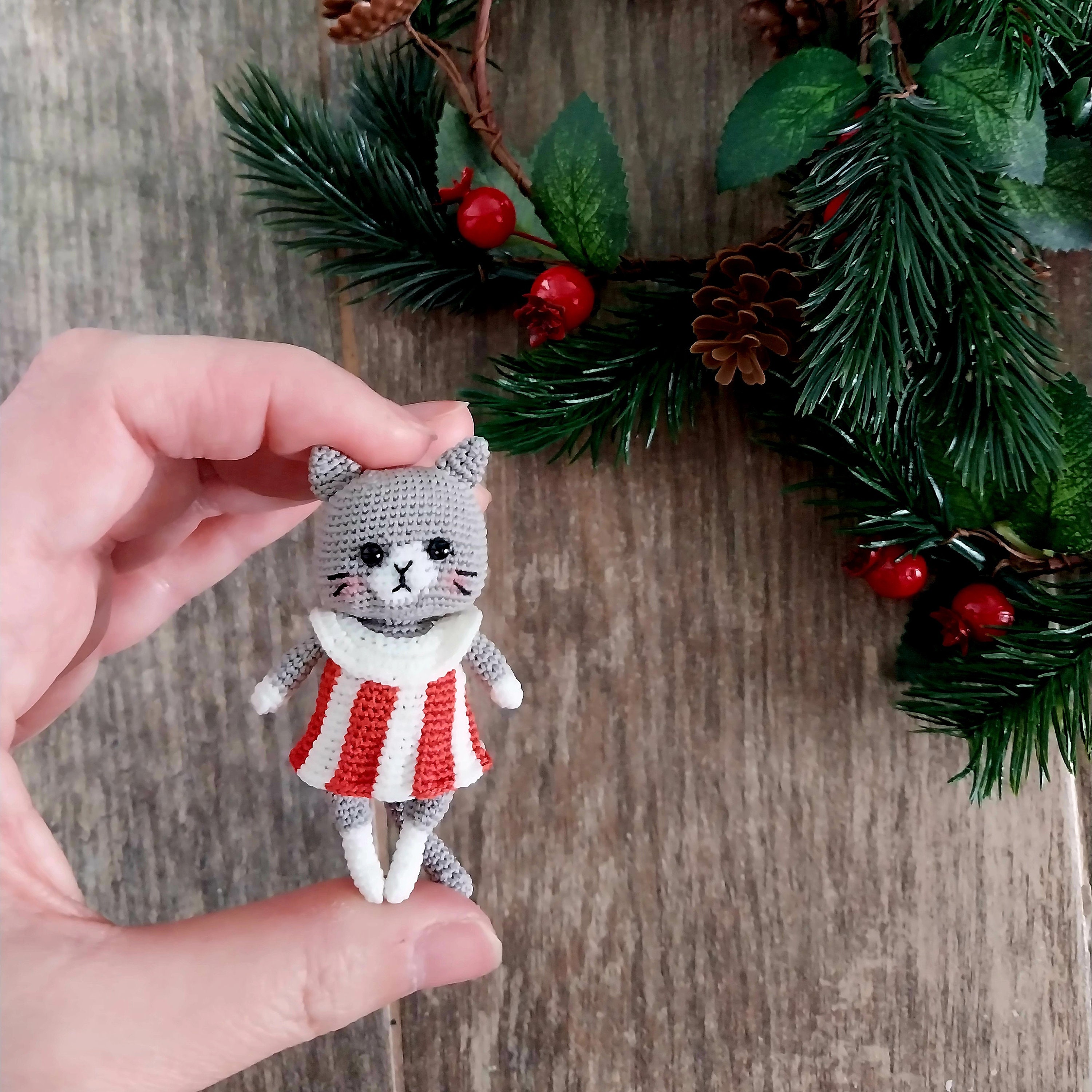 Adorable Amigurumi Crochet Miniature Cat in Dress Handmade Pet Lover ...