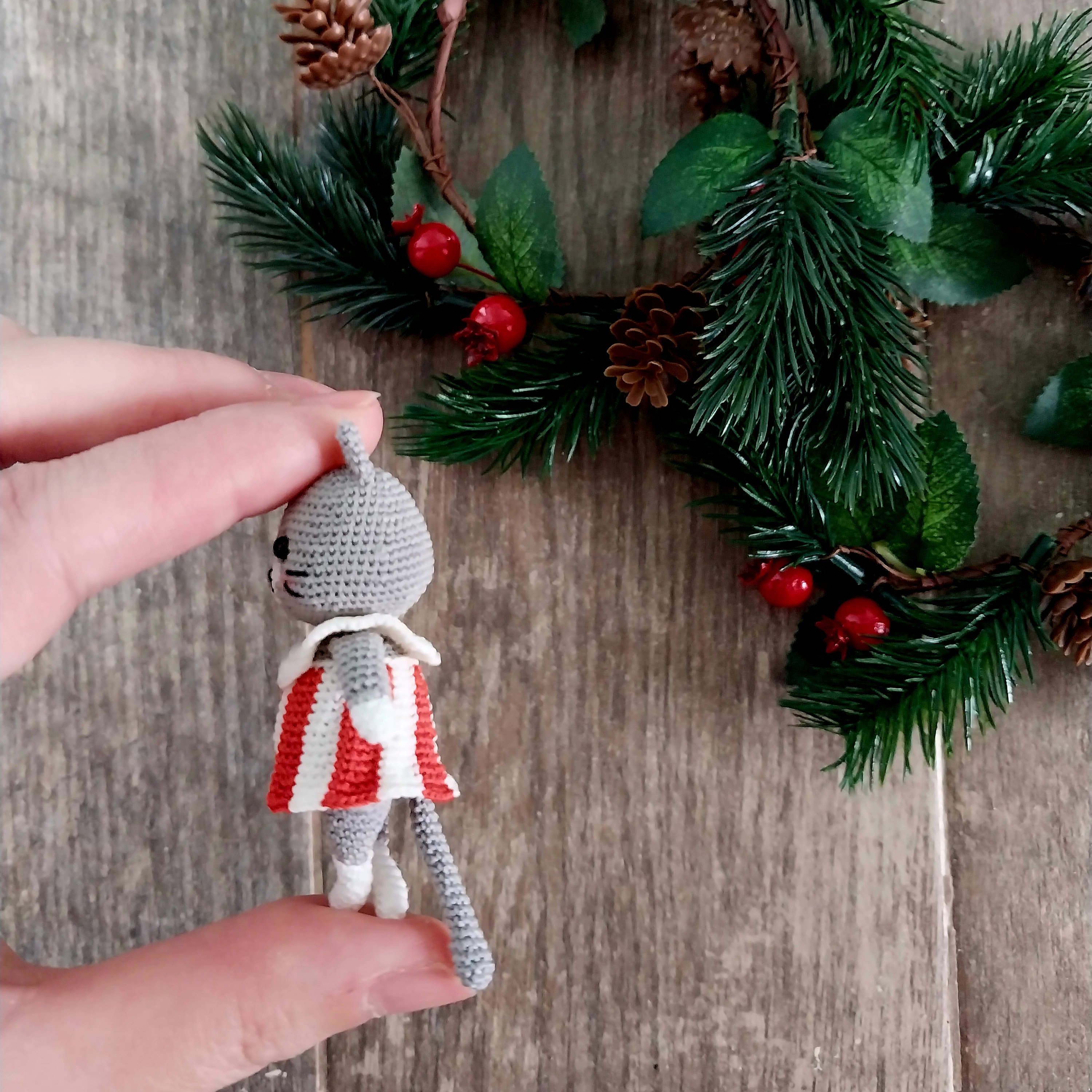 Adorable Amigurumi Crochet Miniature Cat in Dress Handmade Pet Lover ...