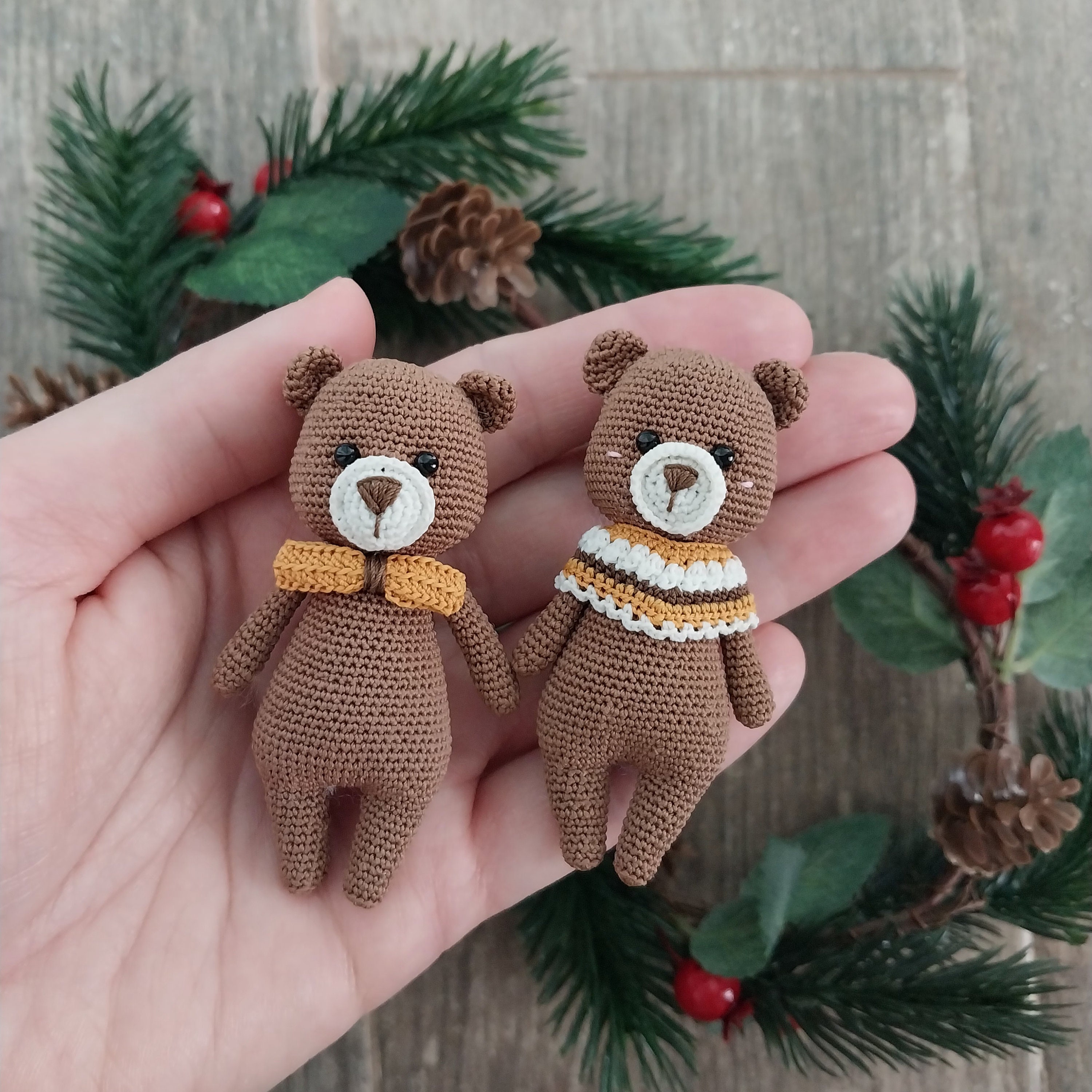 Miniature Amigurumi Crochet Bear Family Set - Handmade Tiny Bears for ...