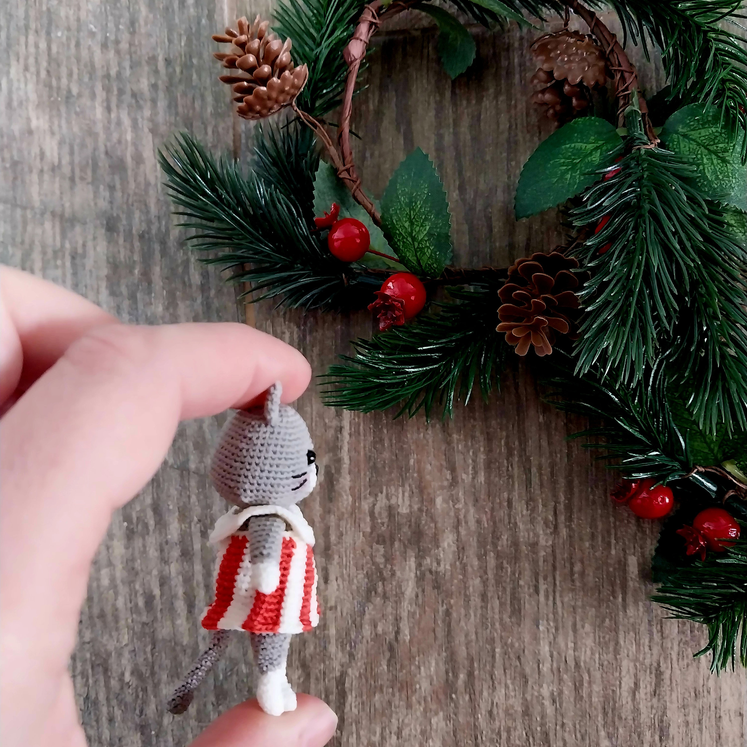 Adorable Amigurumi Crochet Miniature Cat in Dress Handmade Pet Lover ...