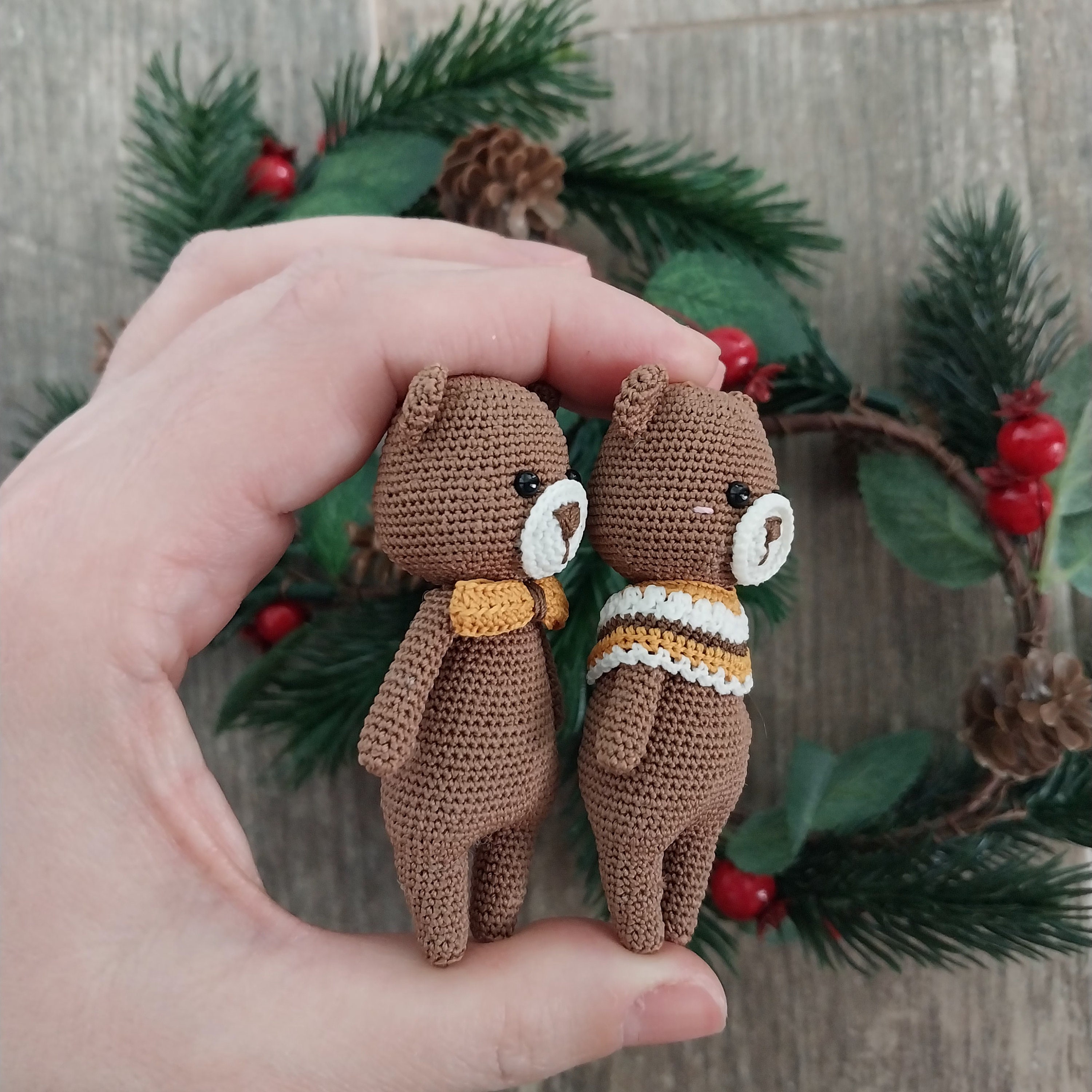 Miniature Amigurumi Crochet Bear Family Set - Handmade Tiny Bears for ...