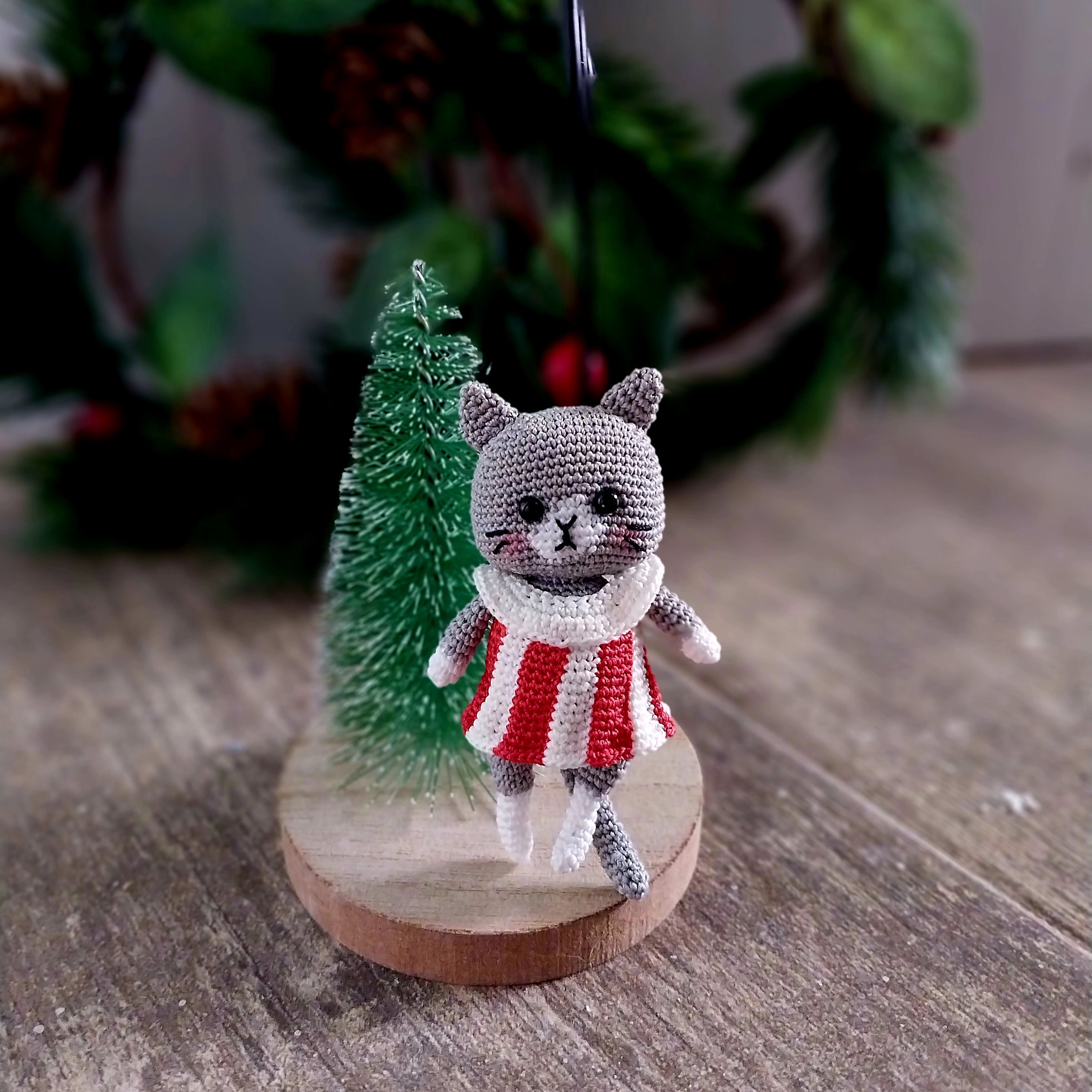 Adorable Amigurumi Crochet Miniature Cat in Dress Handmade Pet Lover ...