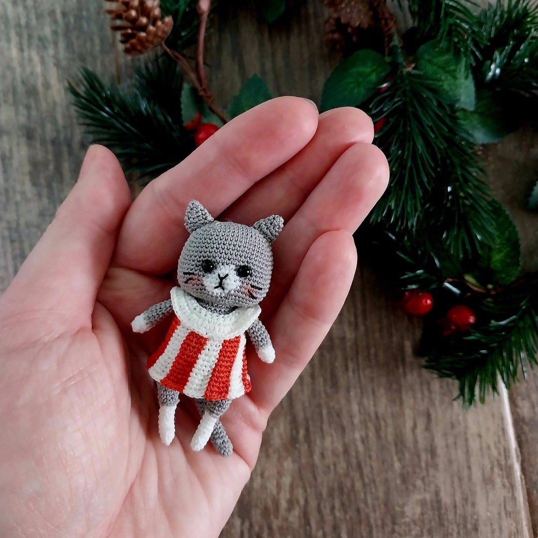 Adorable Amigurumi Crochet Miniature Cat in Dress - Handmade Pet Lover ...