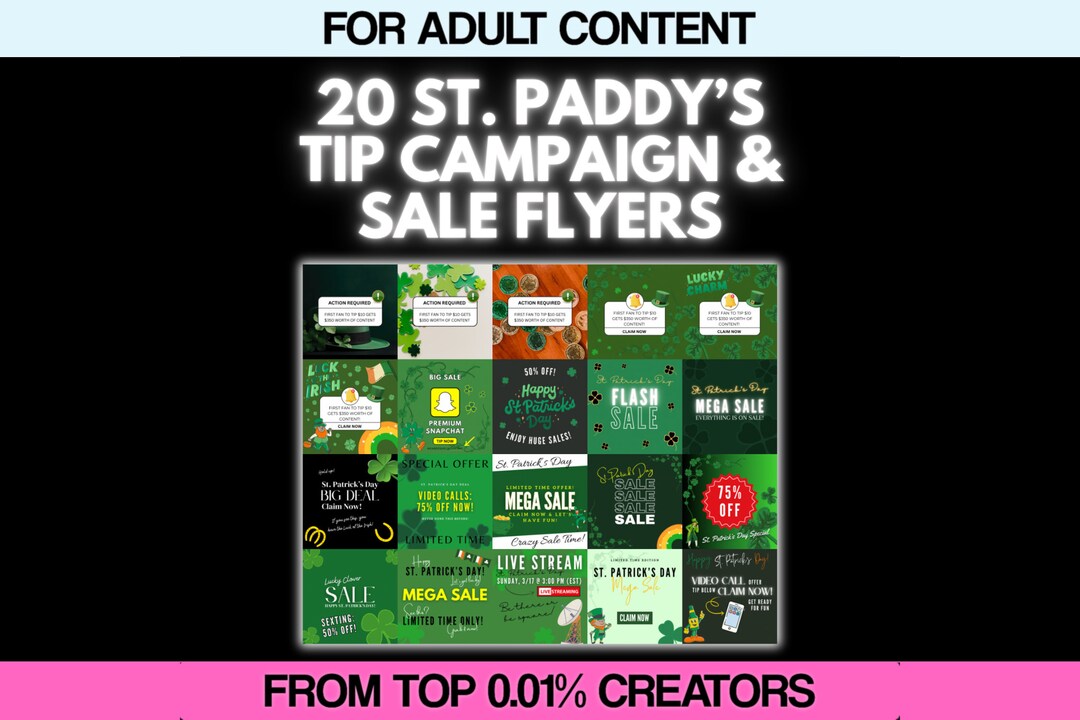 20 St. Patrick's Day Onlyfans Tip Campaign Flyers Bundle / Flyers for ...