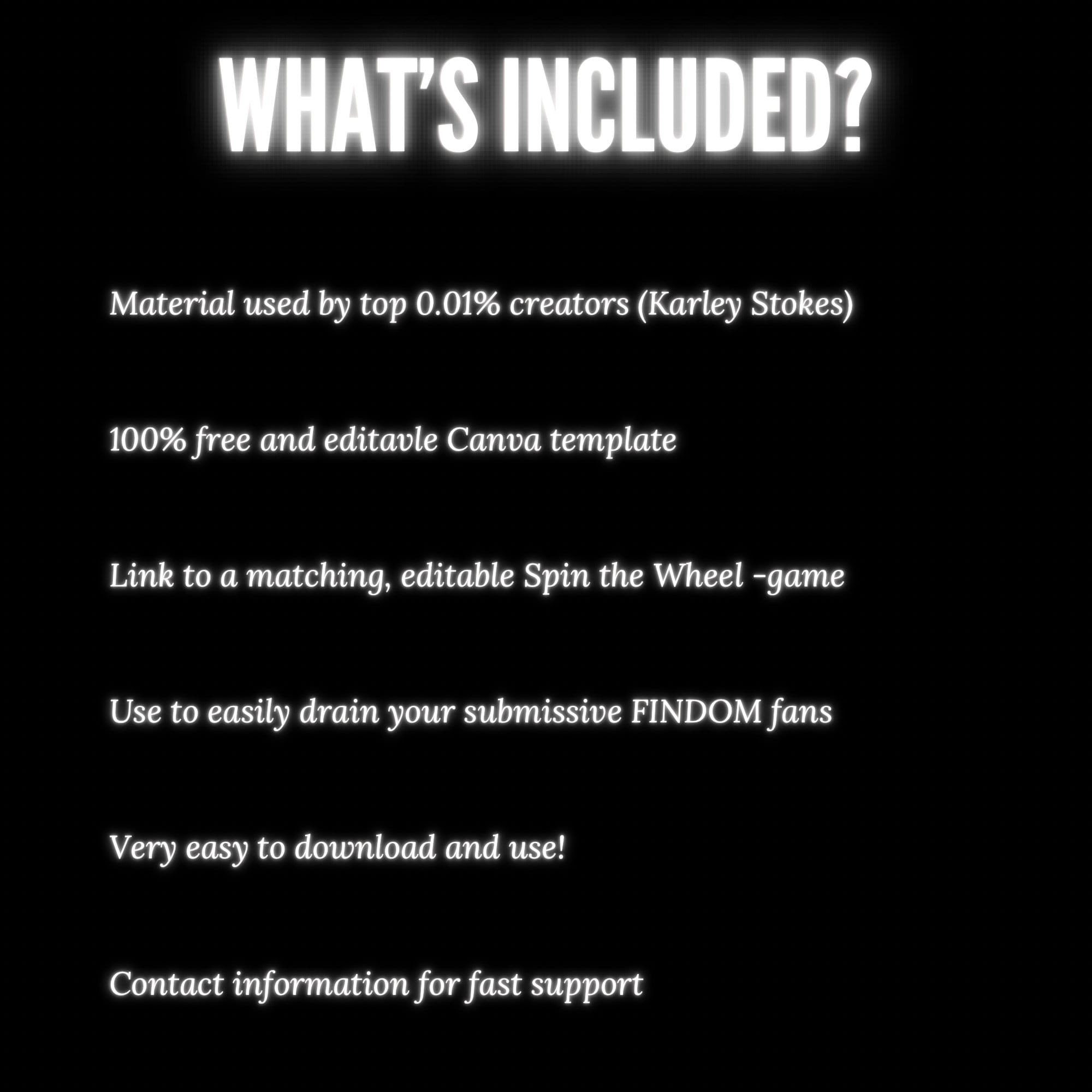 FINDOM Medium Drain Wheel Spin Game Template for Onlyfans Used by the ...