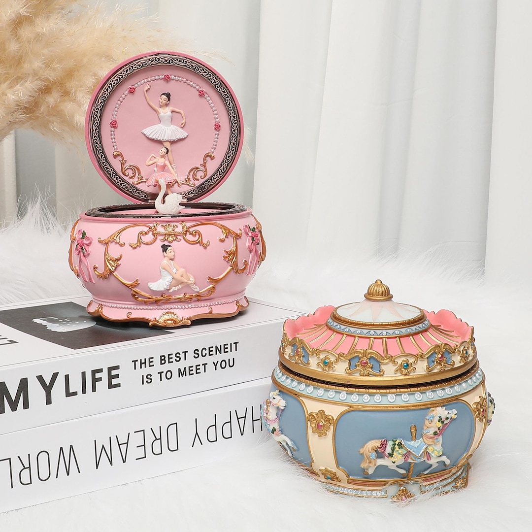 Personalized Carousel & Ballerina Music Box, Custom Engraved Name ...
