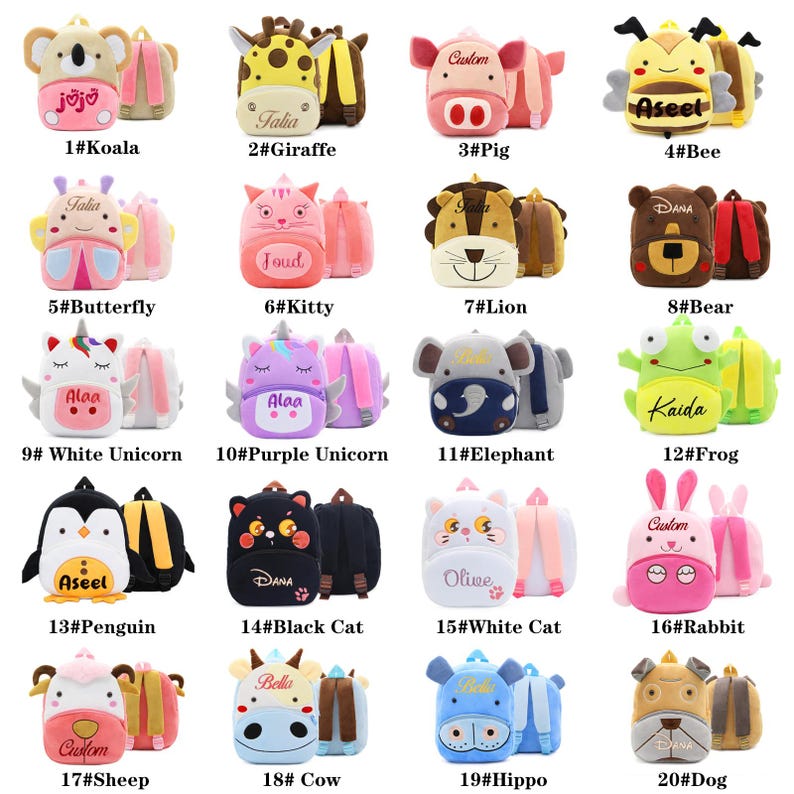 Custom Kids Mini Animal Backpack With Rabbit/cat, Personalized ...