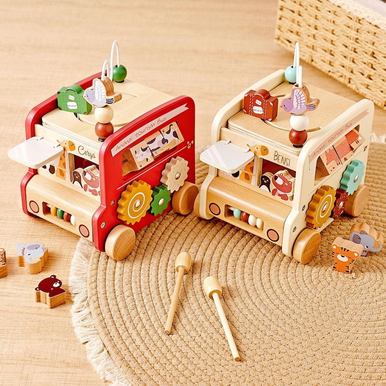 Wooden Bus Toy With Name, Montessori Toy for Toddlers,personalized ...