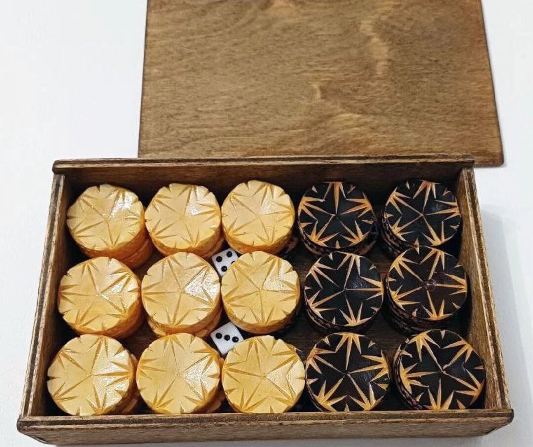 CUSTOM BACKGAMMON, Backgammon Pieces,handmade Star Backgammon Chips, Elegant Set in Wooden Box ...