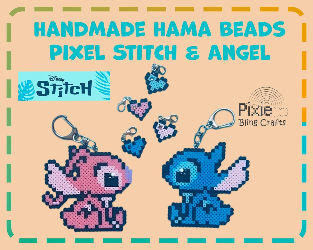 Hama Perler Bead Stitch and Angel Pixel Crafts With Heart Charms ...