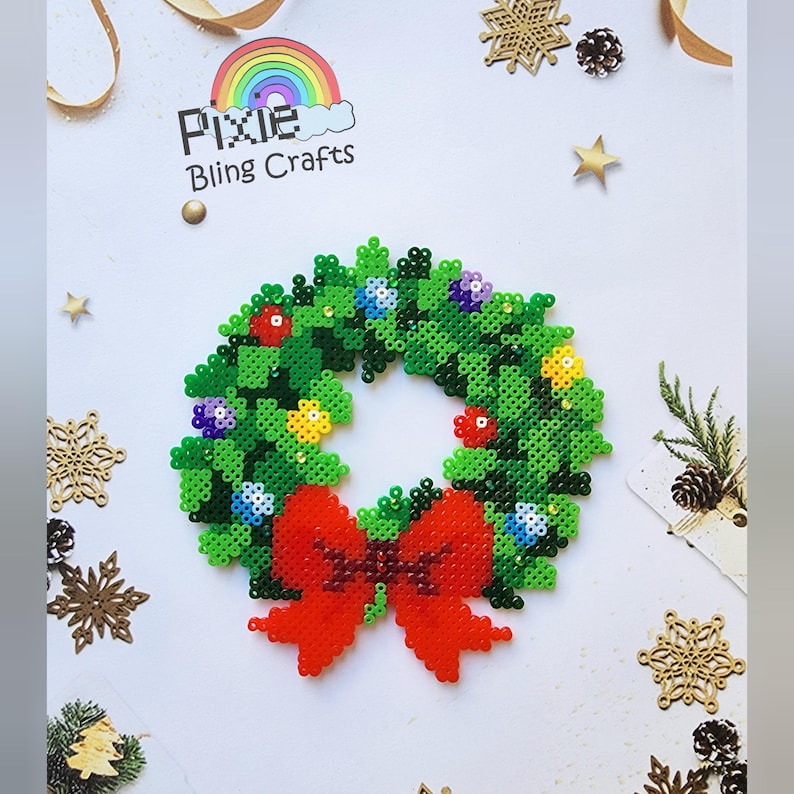 Hama Perler Beads Christmas Wreath New Year 2025 Magnet - Etsy