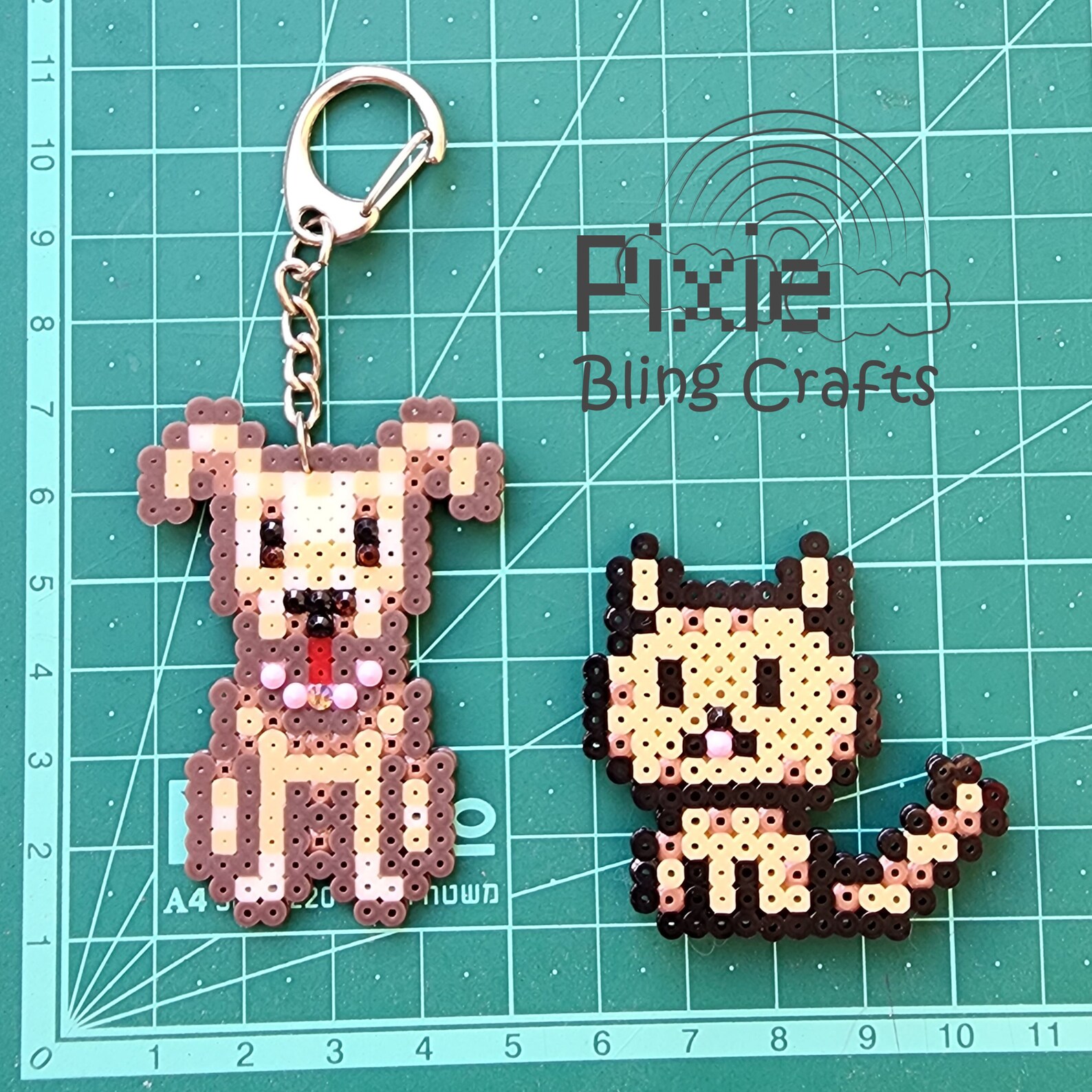 Hama Perler Beads Cat Dogs for Bags, Backpacks, Clothes, Keychain ...