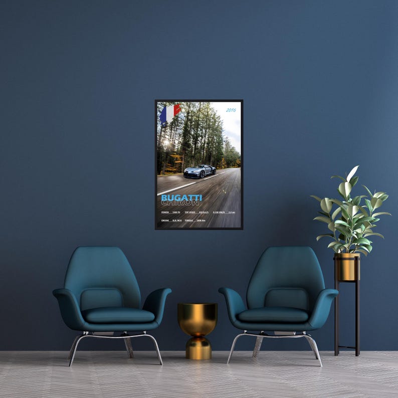 Bugatti Chiron Poster – Digital Car Download | Supercar Wall Art | W16 ...
