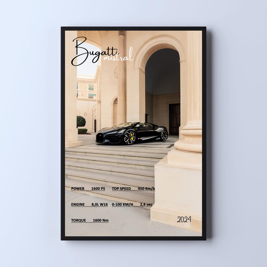Bugatti Mistral W16 Poster – Digital Car Download | 1600 HP Hypercar ...