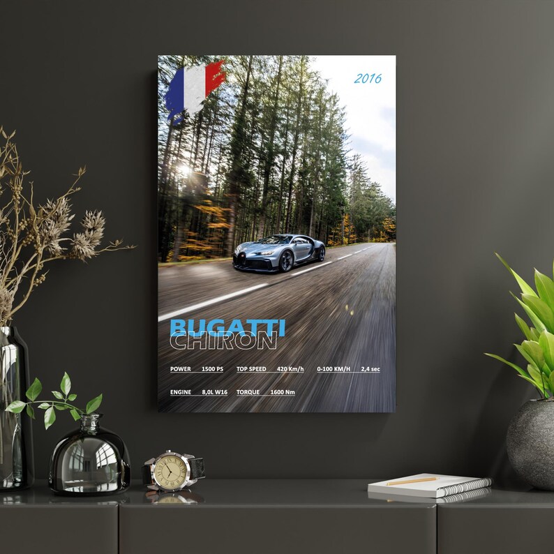 Bugatti Chiron Poster – Digital Car Download | Supercar Wall Art | W16 ...