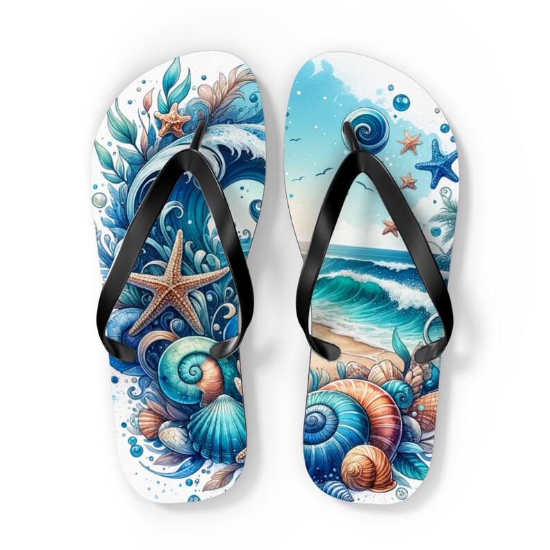 Ocean Breeze Creations Watercolor Flip Flops Beach Serenity, Tropical ...