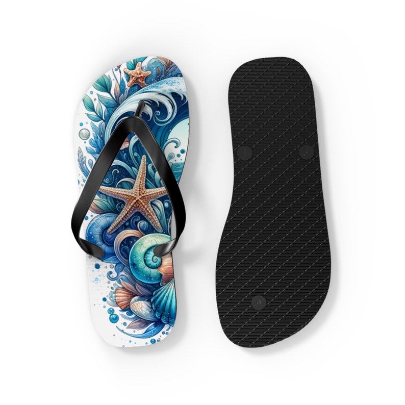Ocean Breeze Creations Watercolor Flip Flops Beach Serenity, Tropical ...