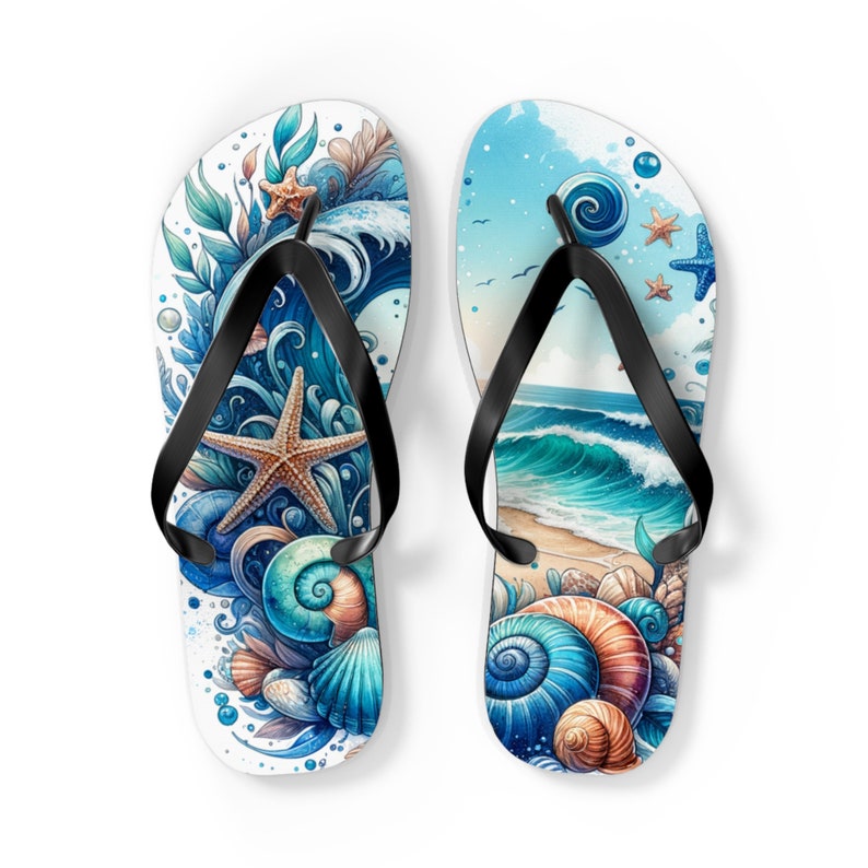 Ocean Breeze Creations Watercolor Flip Flops Beach Serenity, Tropical ...