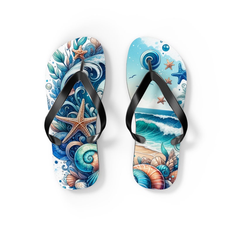 Ocean Breeze Creations Watercolor Flip Flops Beach Serenity, Tropical ...