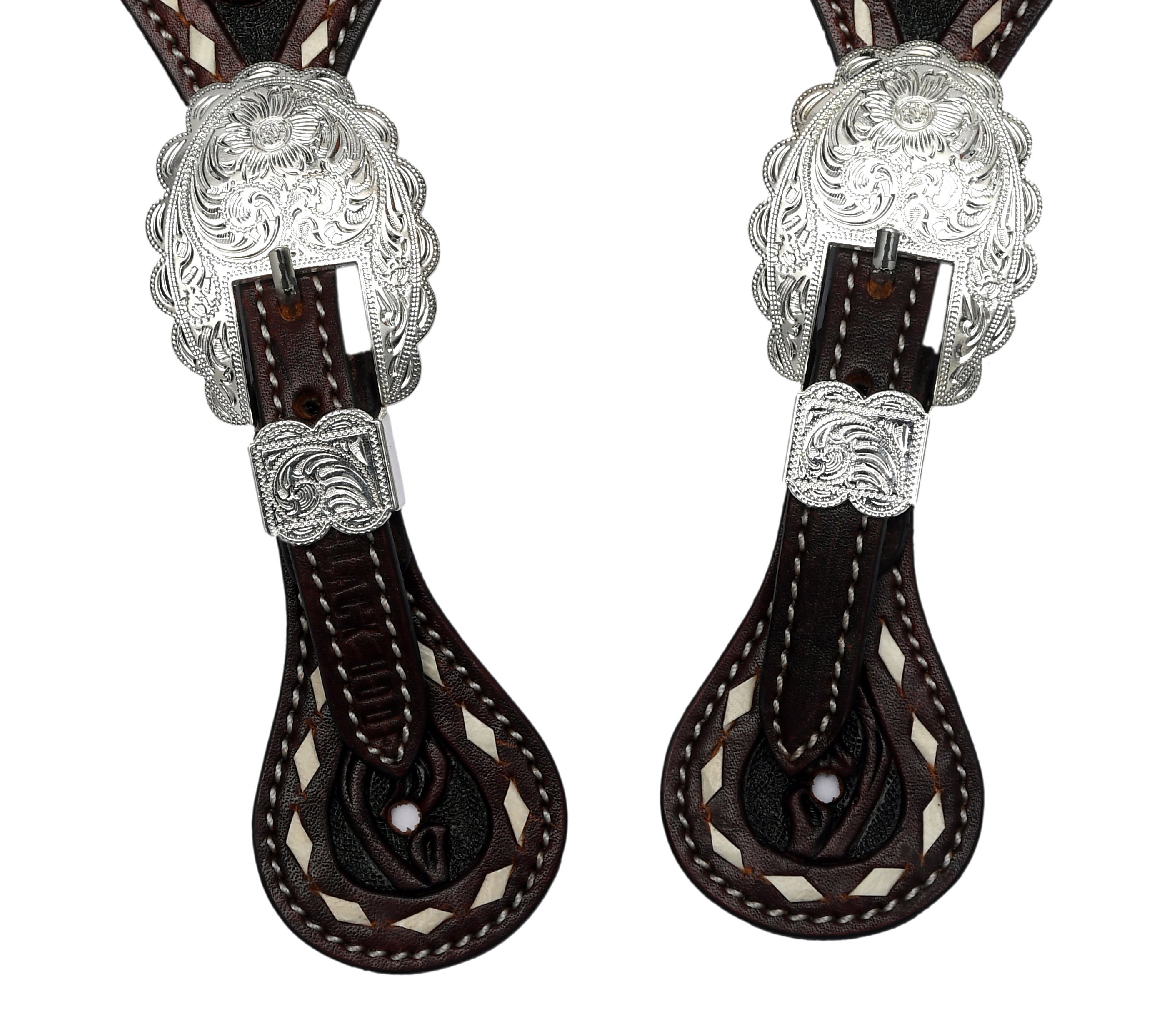 Black Hoof Floral Tooled Leather Spur Strap With Buckstitch - Etsy