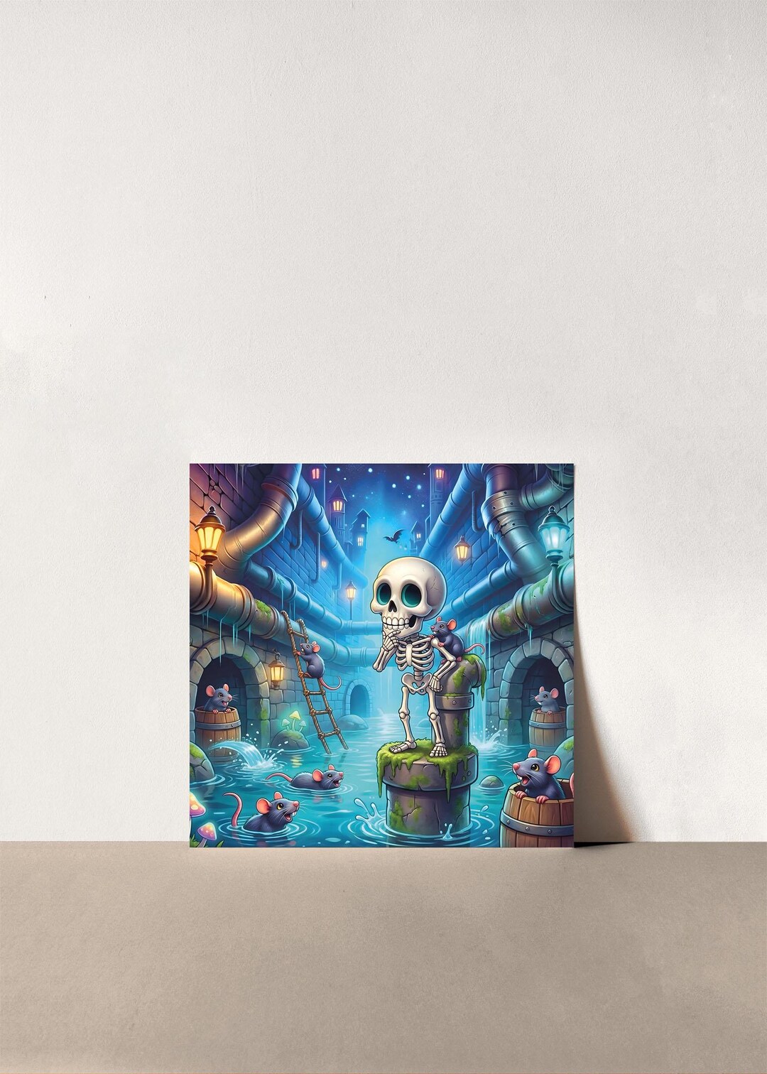 Playful Skeleton Adventure Poster | Spooky Fantasy Wall Art | Magical ...