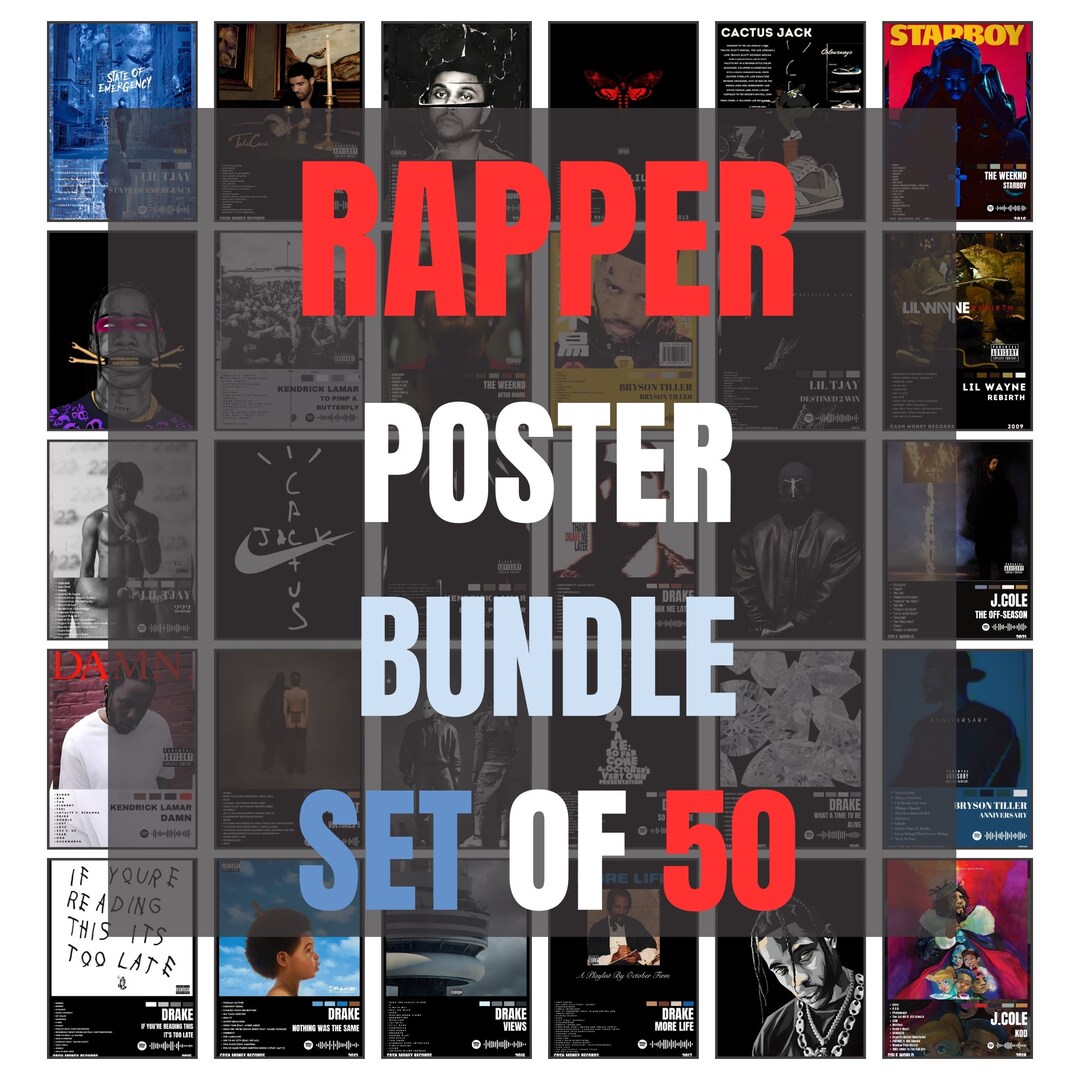 Rapper Poster Bundle Set of 50, Hip Hop Wall Art, DIGITAL Download ...
