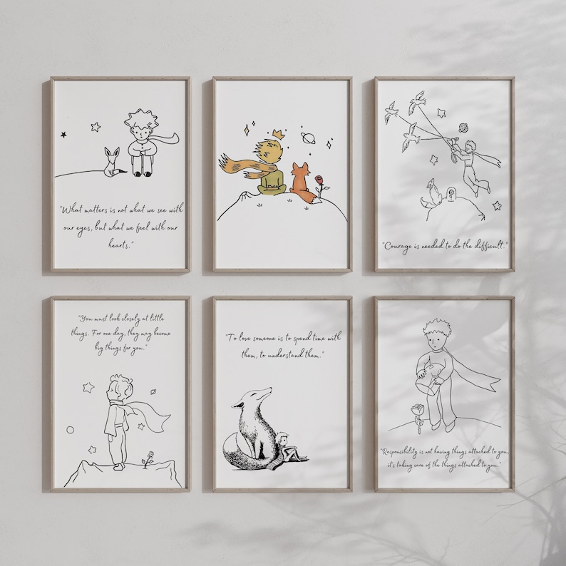 Set of 6 Little Prince Quote Print , Le Petit Prince, DIGITAL DOWNLOAD ...