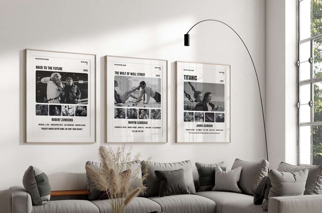 Black and White Movie Poster Set of 3, Movie Design Art, DIGITAL ...