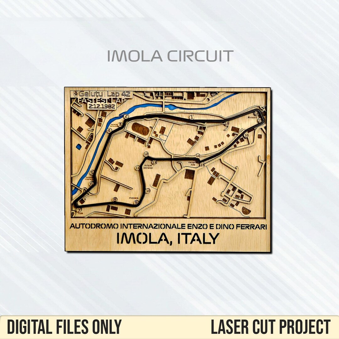 Imola Circuit Layered Laser Cut File | SVG DXF LBRN | Motorsport Track ...