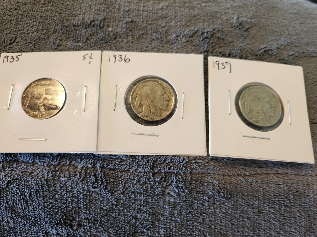 1935-1937 Buffalo Nickel Set. the Set Ranges From Good to Fine ...
