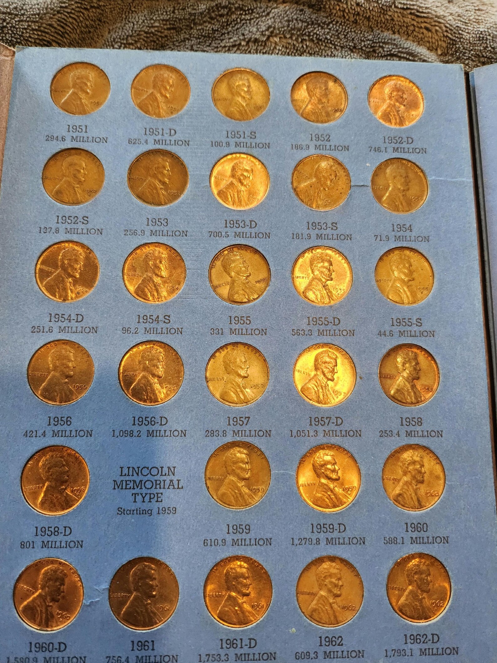 1941-1970 Whitman Cent Folder With Wheat and Memorial Pennies. Fine to ...