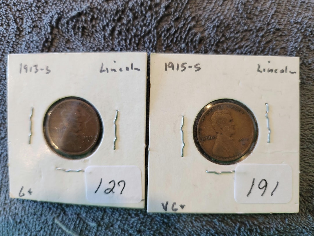 1913 and 1915 Wheat Pennies. Both Coins Grade as Very Good and Are From ...