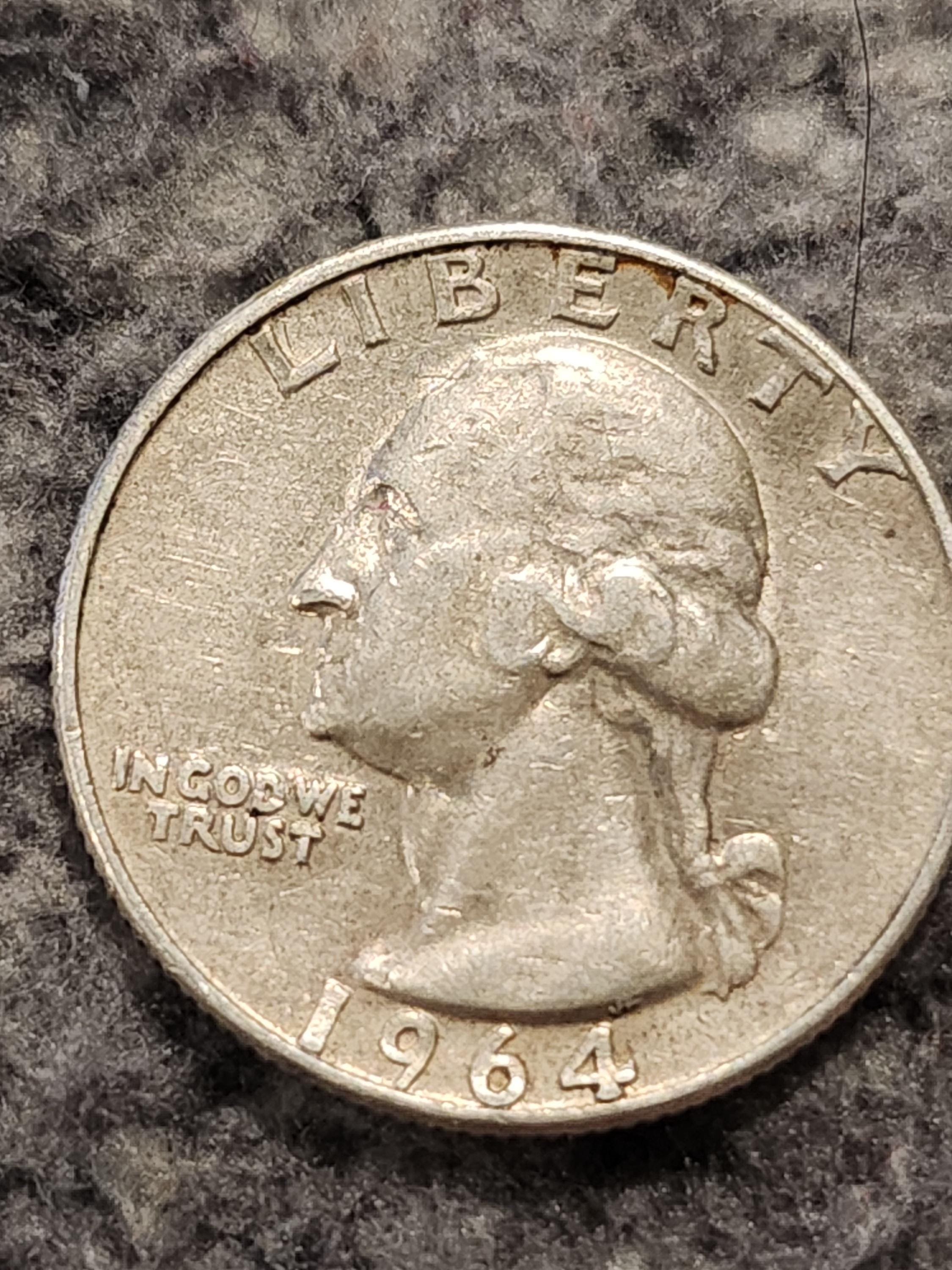 1964 Kennedy Half Dollar, Two Denver Mint Quarters and a Brilliant ...