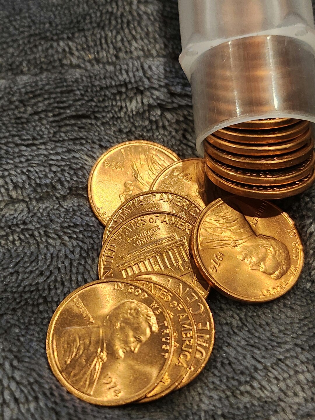 One Brilliant U Roll of Each 1974p and 1979p Memorial Cents. Each Roll ...