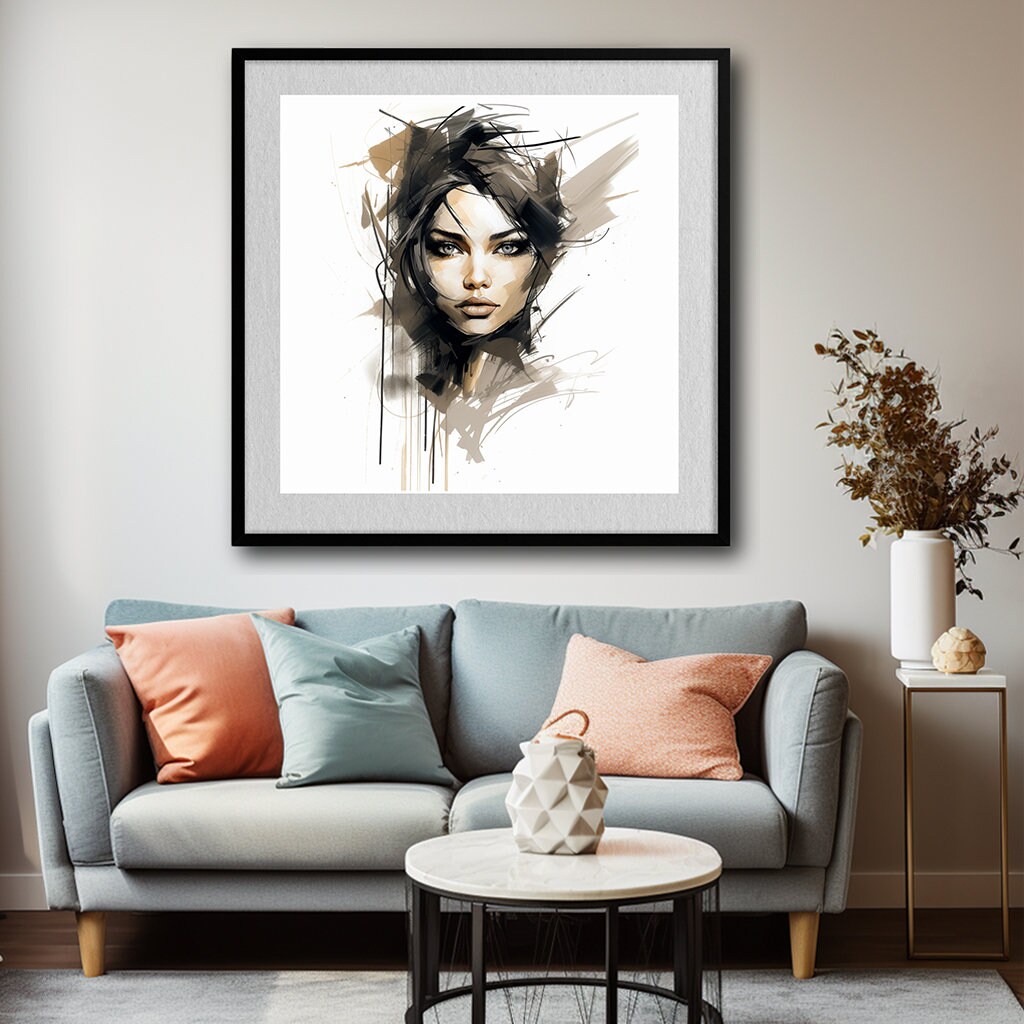 Feminine Wall Decor, Minimalist Woman Drawing Art Print, Female Face ...