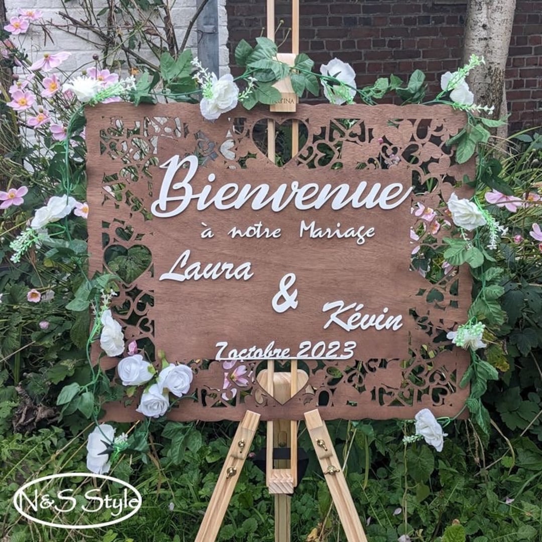 Panneau pancarte de bienvenu en bois pour mariage noce anniversaire ...