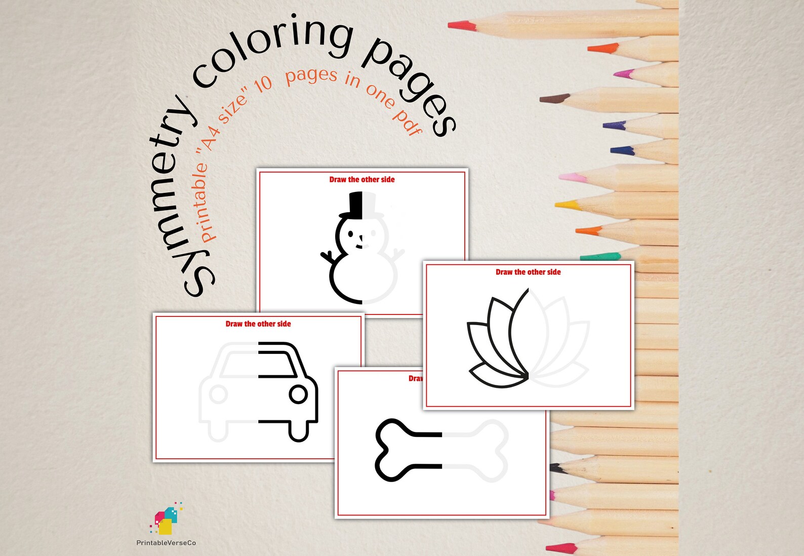 Printable Symmetry Drawing Coloring Pages for Kids With Different ...