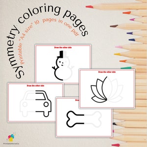 Printable Symmetry Drawing Coloring Pages for Kids With Different ...