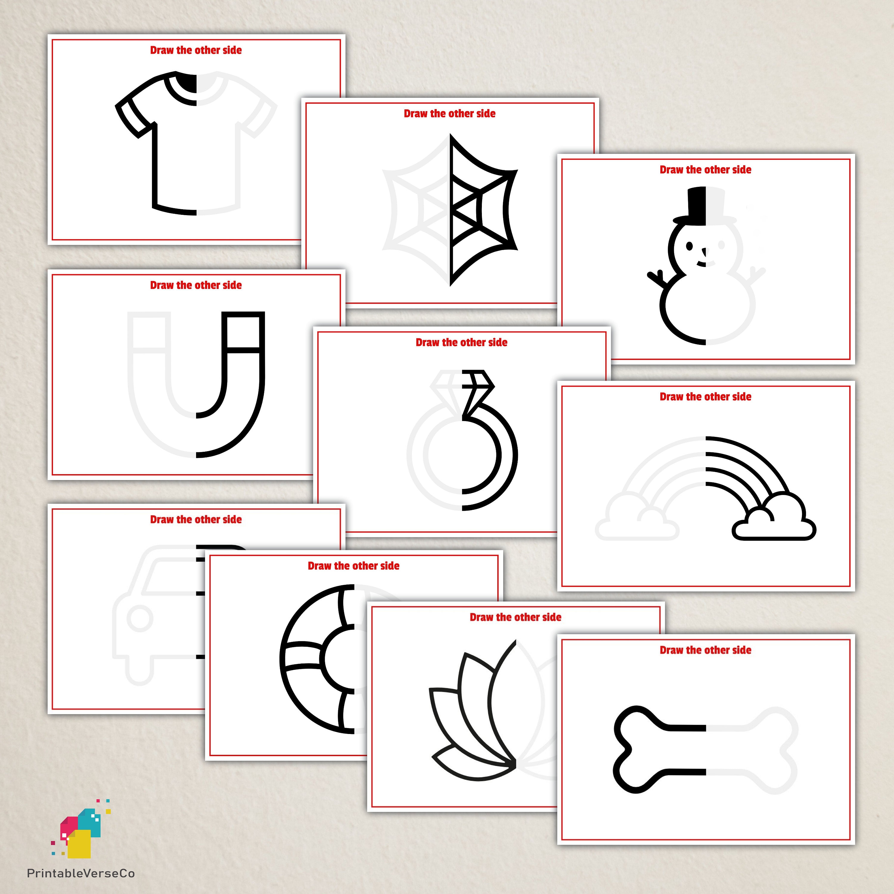 Printable Symmetry Drawing Coloring Pages for Kids With - Etsy