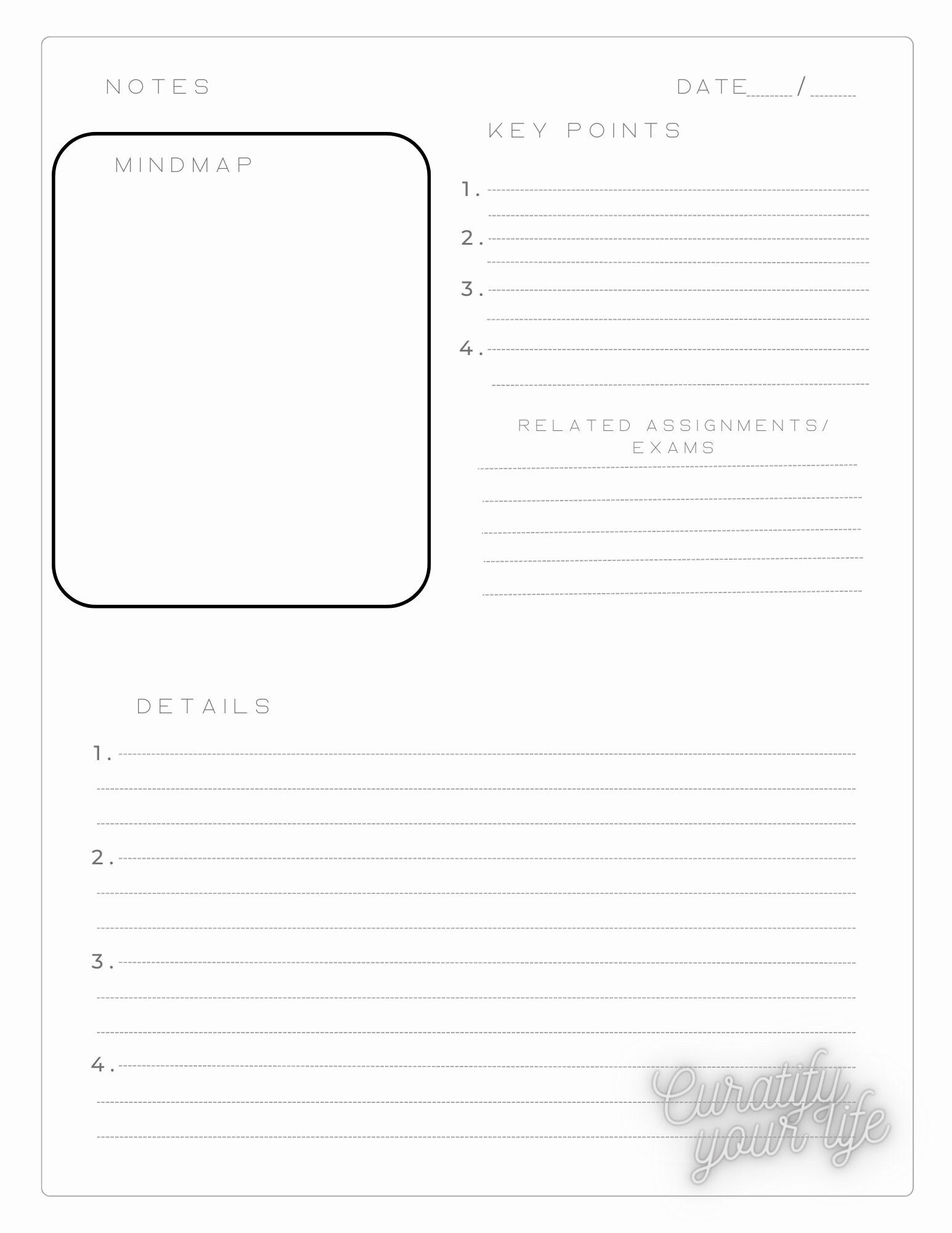 Study Notes Template for Digital Note Taking - Etsy